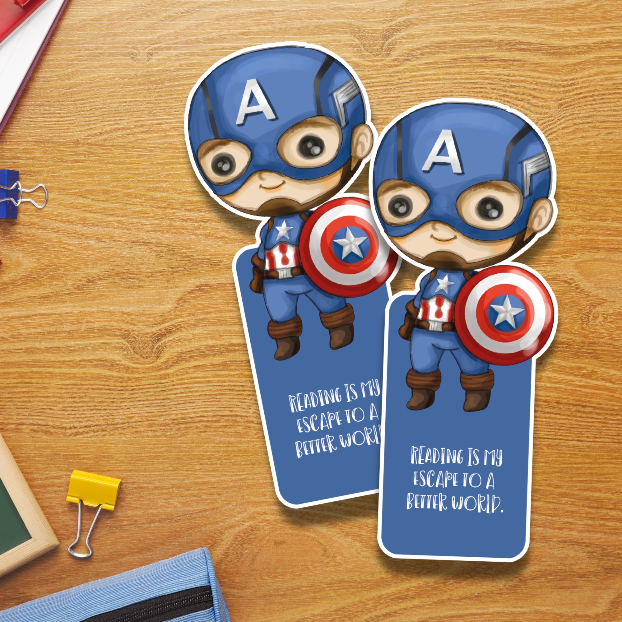 Captain America Laminated Bookmark – Pawsome Creations