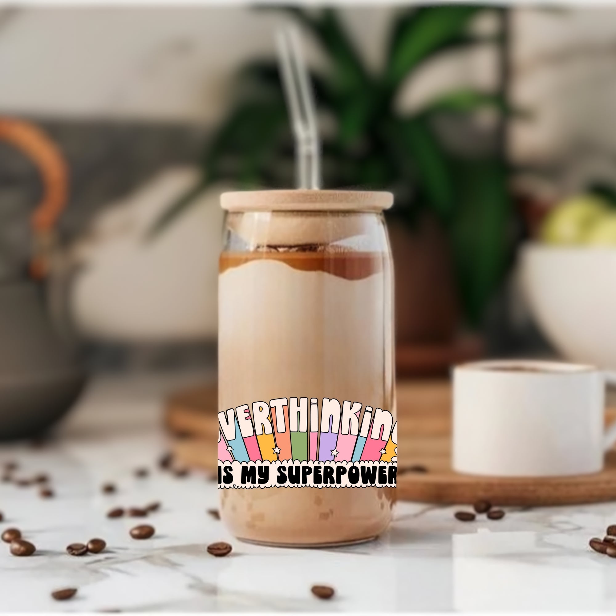 Overthinking is my superpower - Glass Tumbler – Pawsome Creations