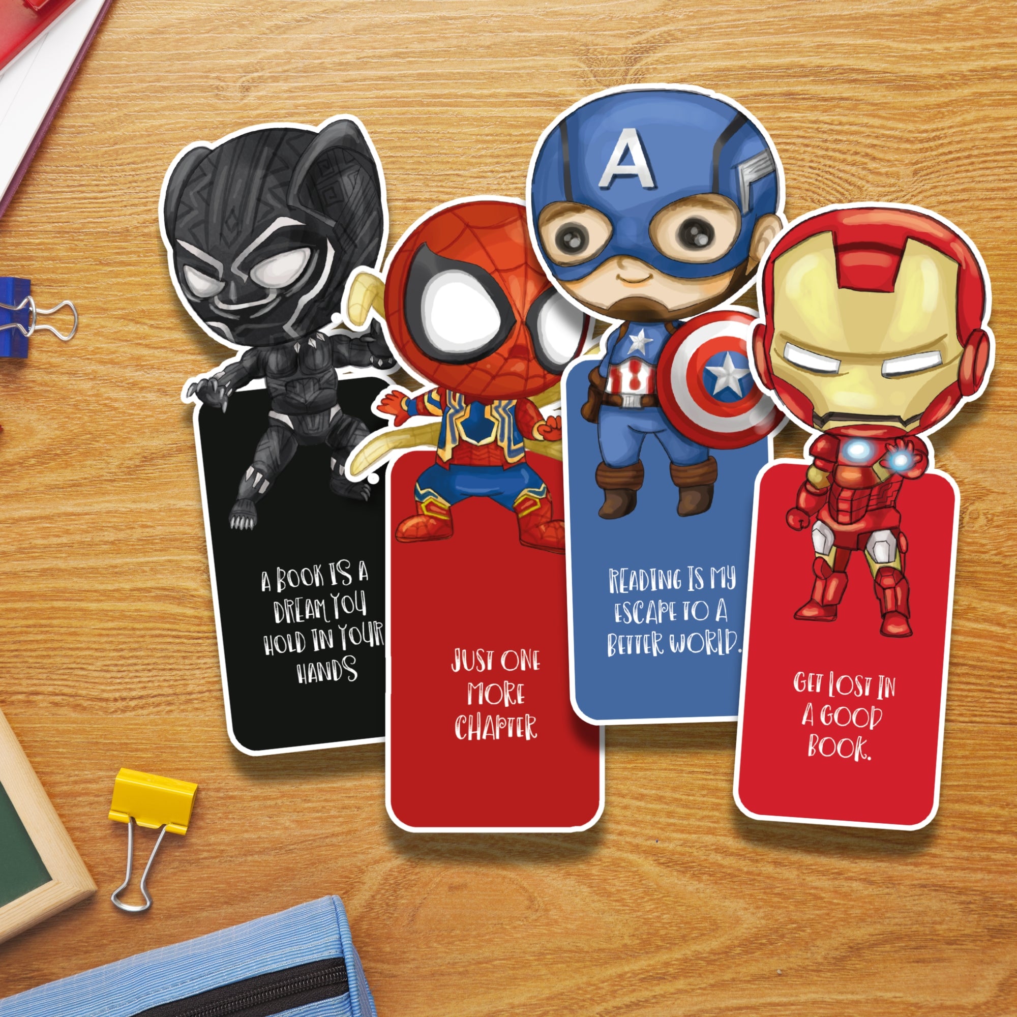 Super Heroes Laminated Bookmark – Pawsome Creations